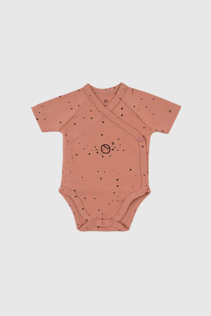 Organic Cotton Short Sleeve Kimono Bodysuit-Cosmos Pink