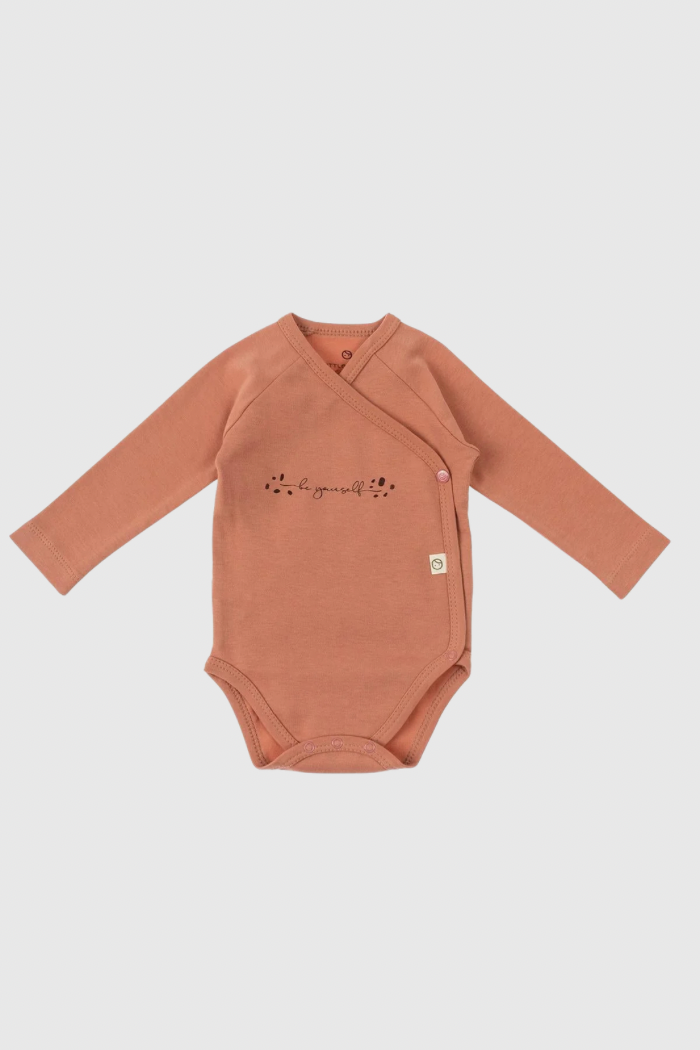 Organic Cotton Long Sleeve Side Snap Kimono Bodysuit - Pink