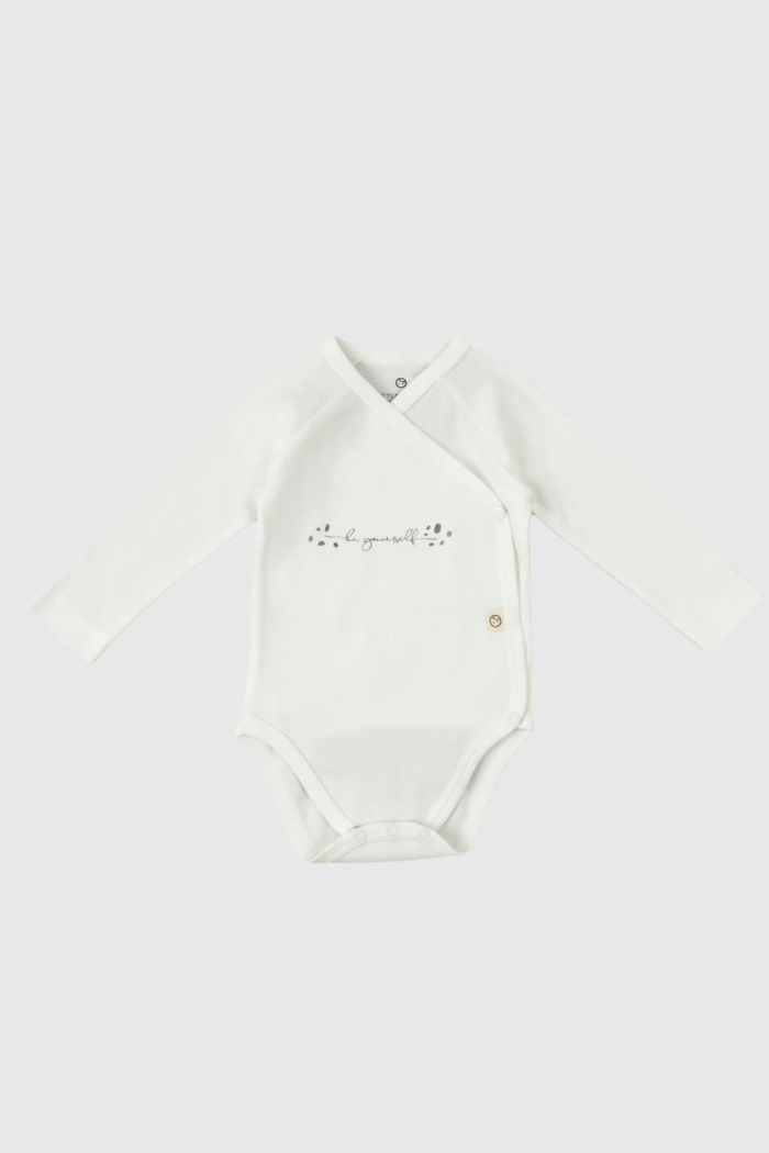 Organic Cotton Long Sleeve Side Snap Bodysuit White | Gentle