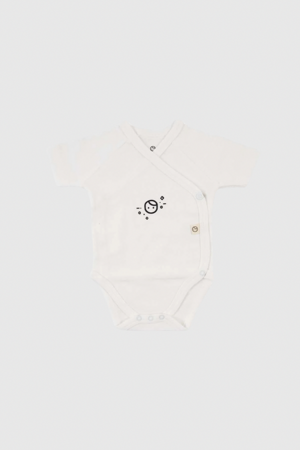 White Organic Cotton Kimono-Style Bodysuit for Kids