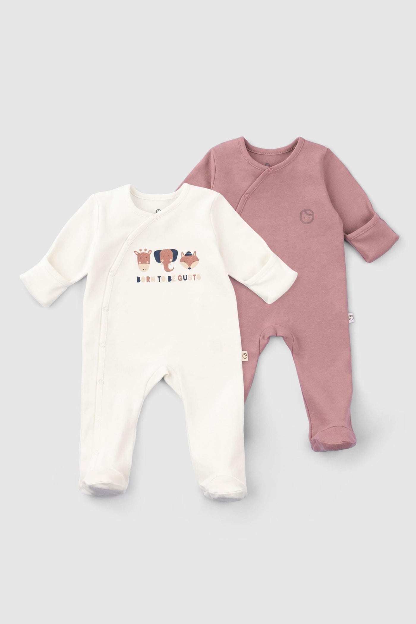 Organic Cotton Footed Onesie Set with Animal Print (2-pack)