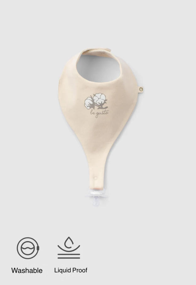 Liquid Proof Organic Cotton Dummy Bib - Beige | Soft